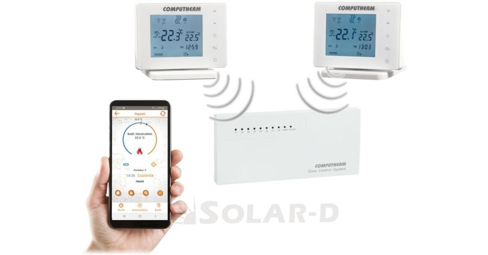 COMPUTHERM E800RF multizónás Wi-Fi termosztát vezeték nélküli érintőgombos vezérlőkkel ...